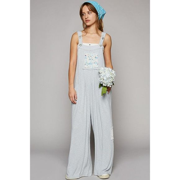 POL | Pants & Jumpsuits | Polphoebe Ribbed Floral Patch Overalls In ...
